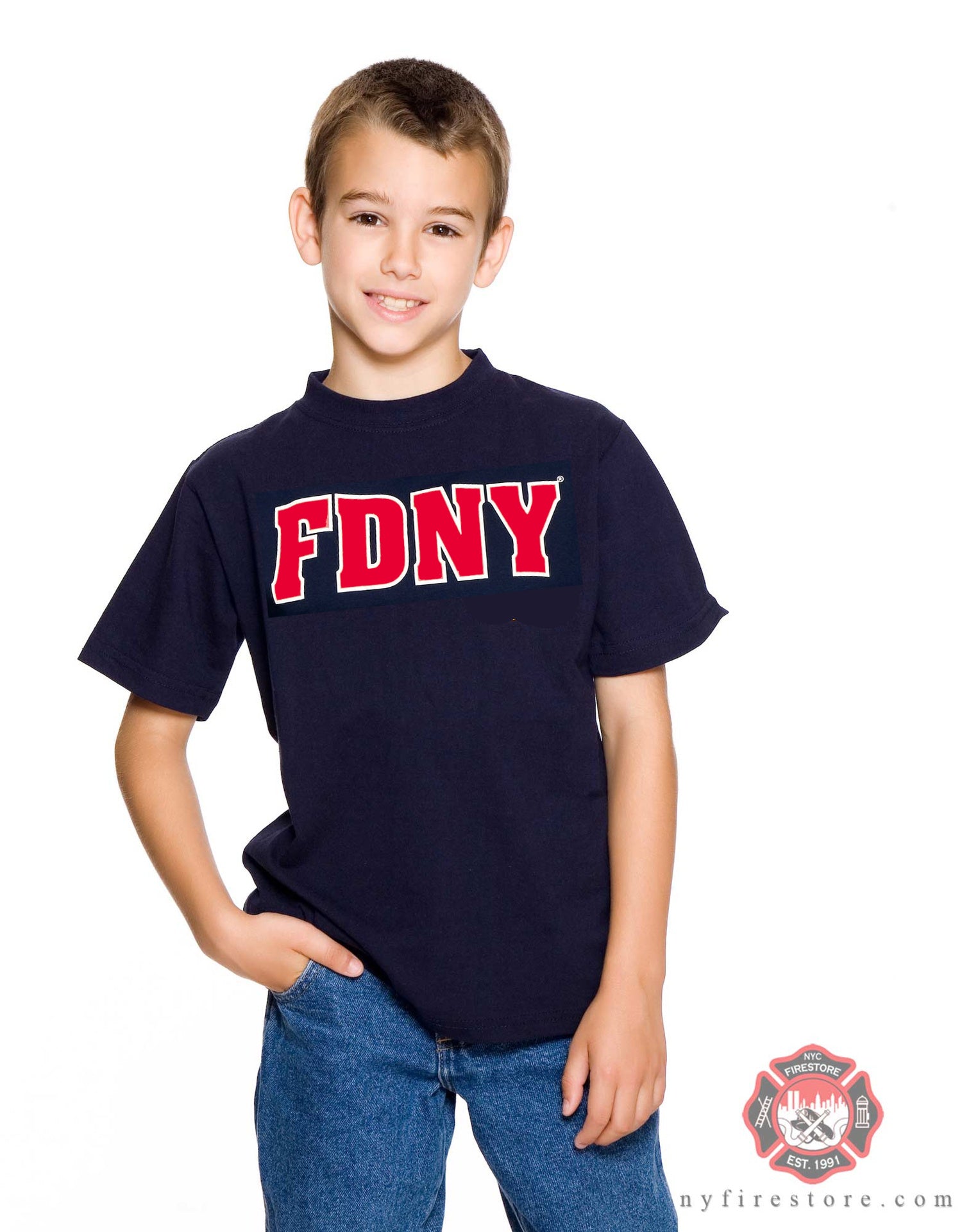 FDNY Kids Navy "Keep Back 200 Feet" Tee Shirt