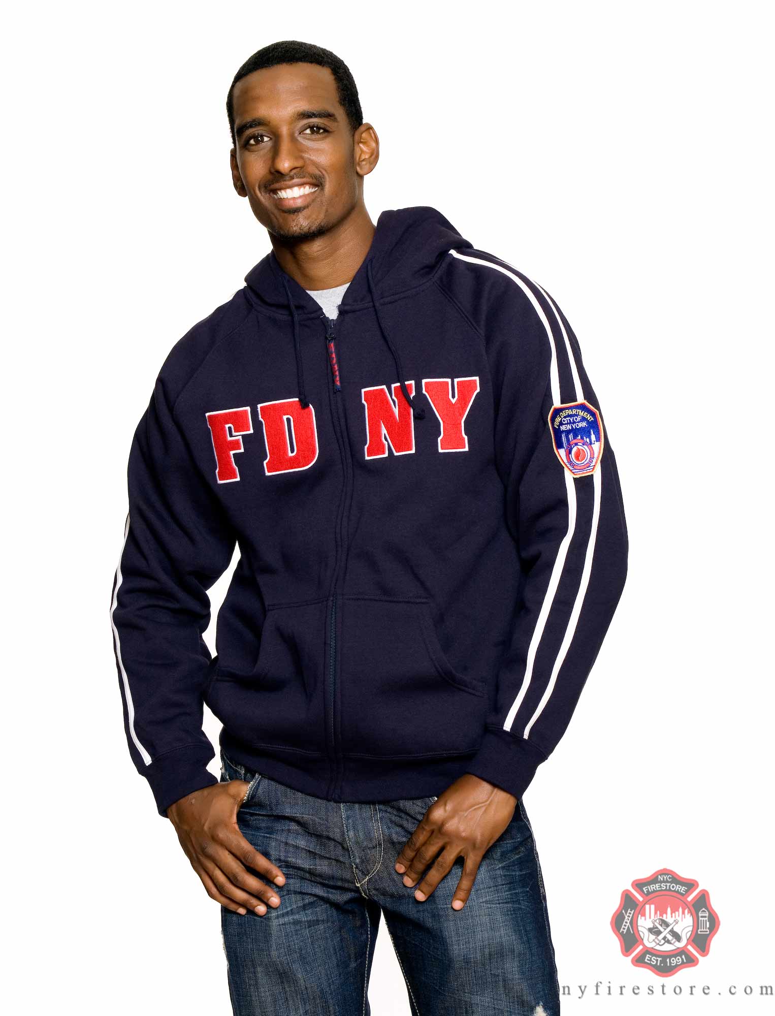 FDNY Track Zippered Hooded Sweatshirt