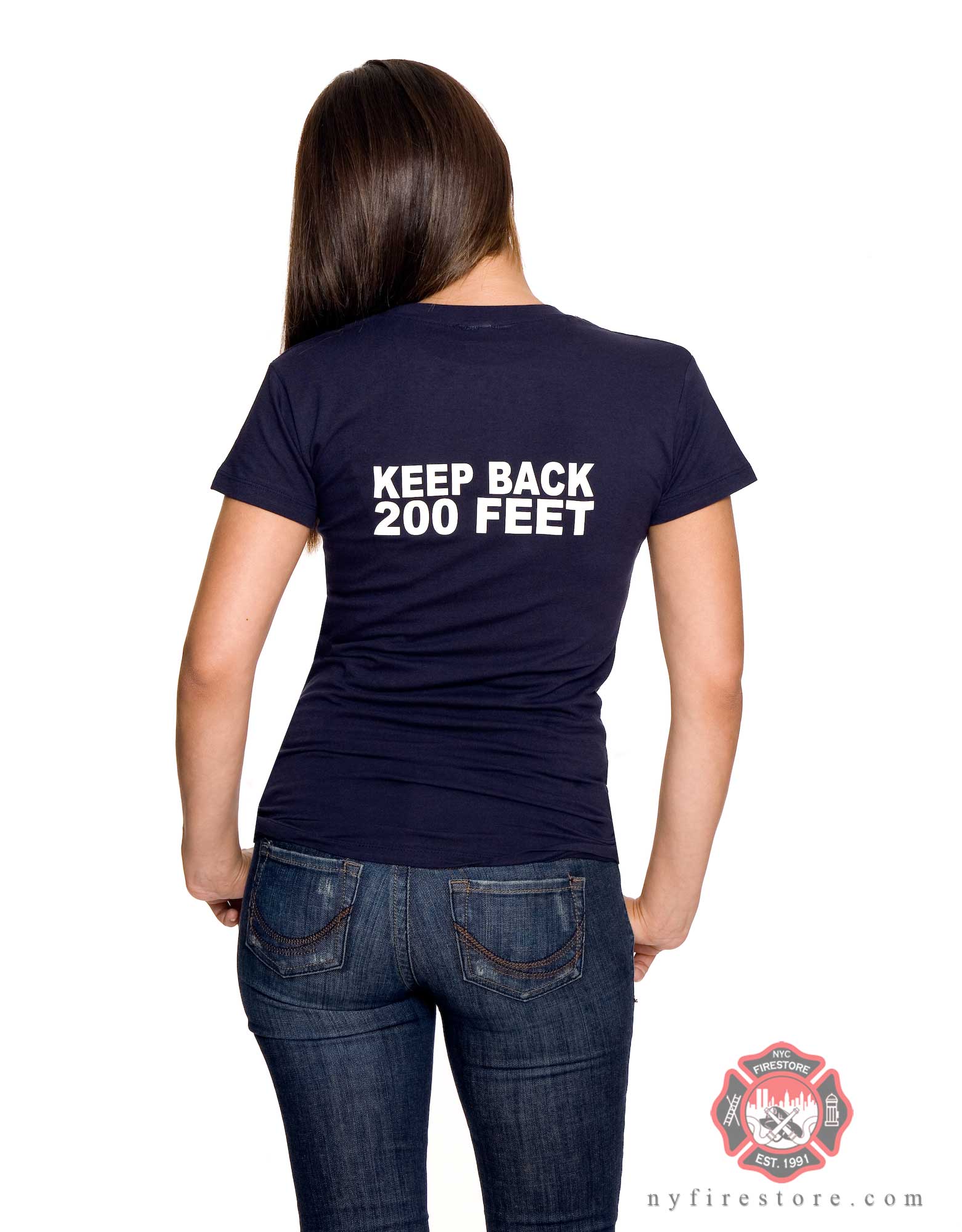 FDNY Women's Navy "Keep Back 200 Feet" Tee Shirt